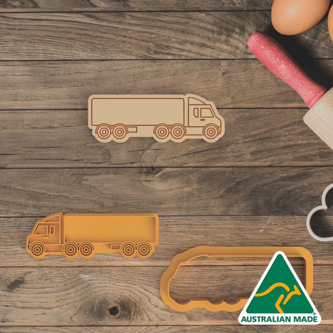 Semi Truck Cookie Cutter And Embosser Stamp
