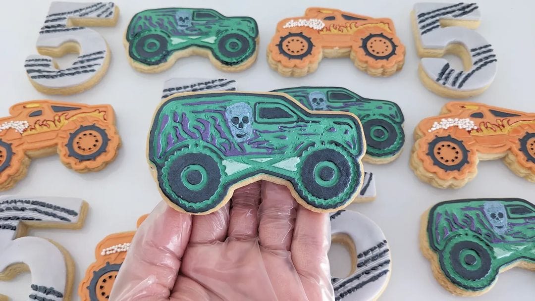 Green Monster Truck Cookie Cutter And Embosser Stamp