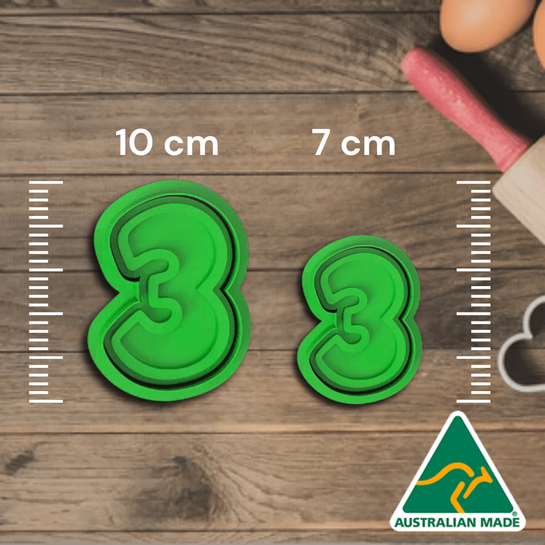 Basic Number 3 Cookie Cutter and Embosser Stamp