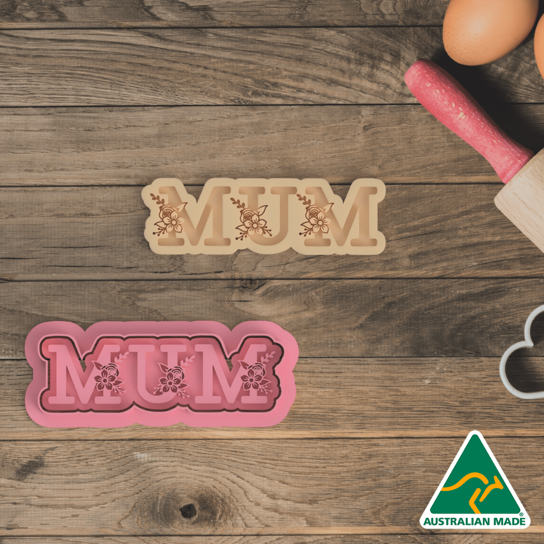 Pink Mum Cookie Cutter and Embosser Stamp