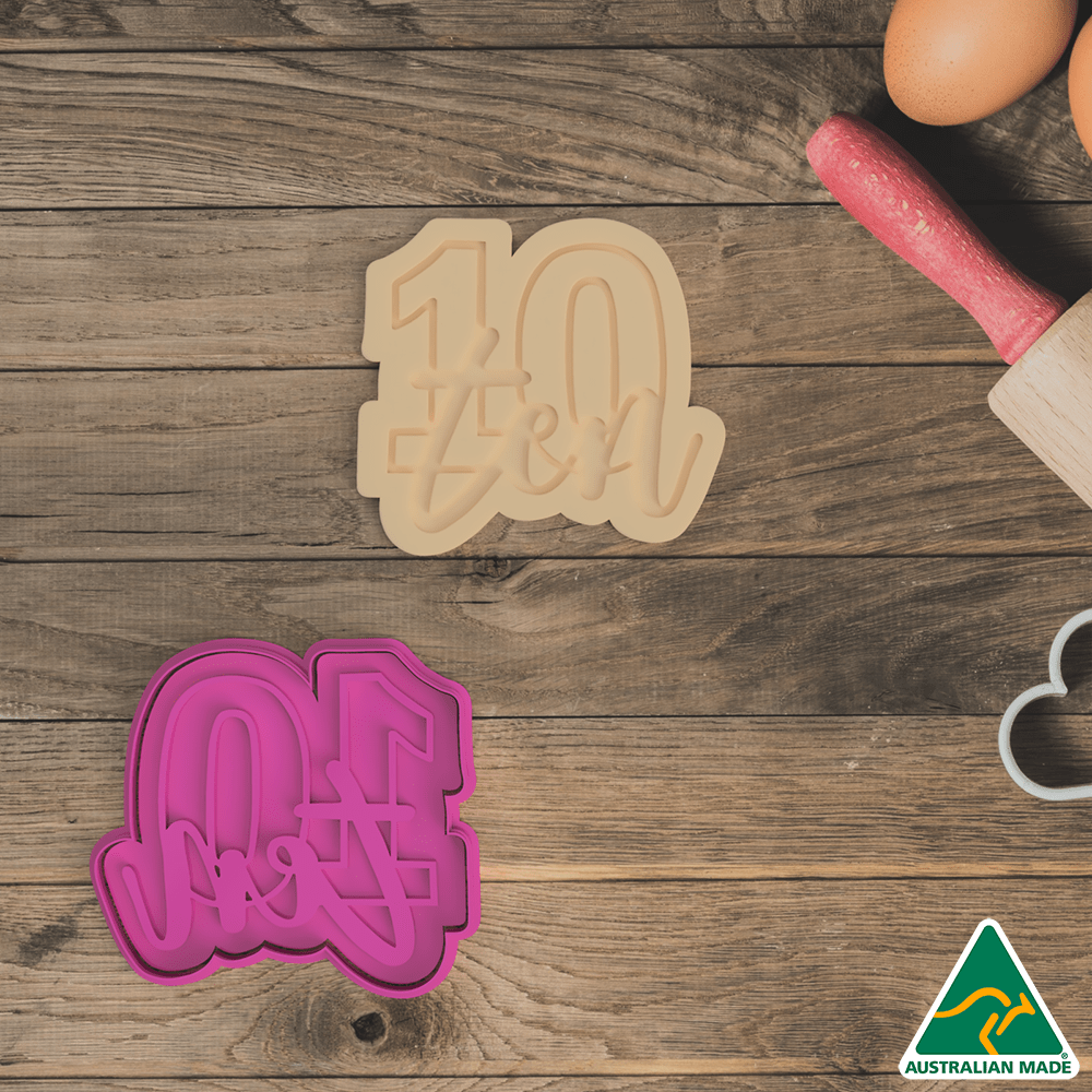 Number 10 Cookie Cutter and Fondant Embosser