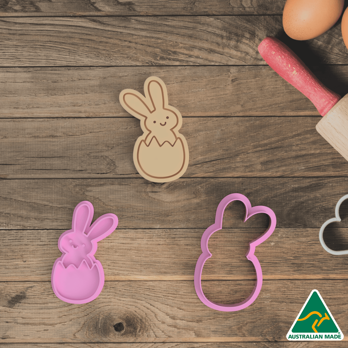 Pink Easter Bunny Cookie Cutter And Embosser Stamp